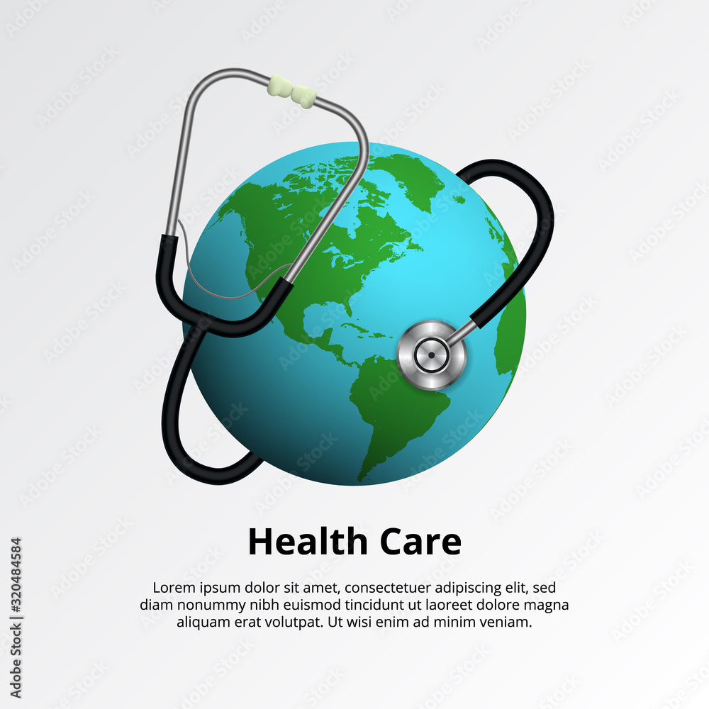 World health day. Healthcare medical illustration concept. Stethoscope ...