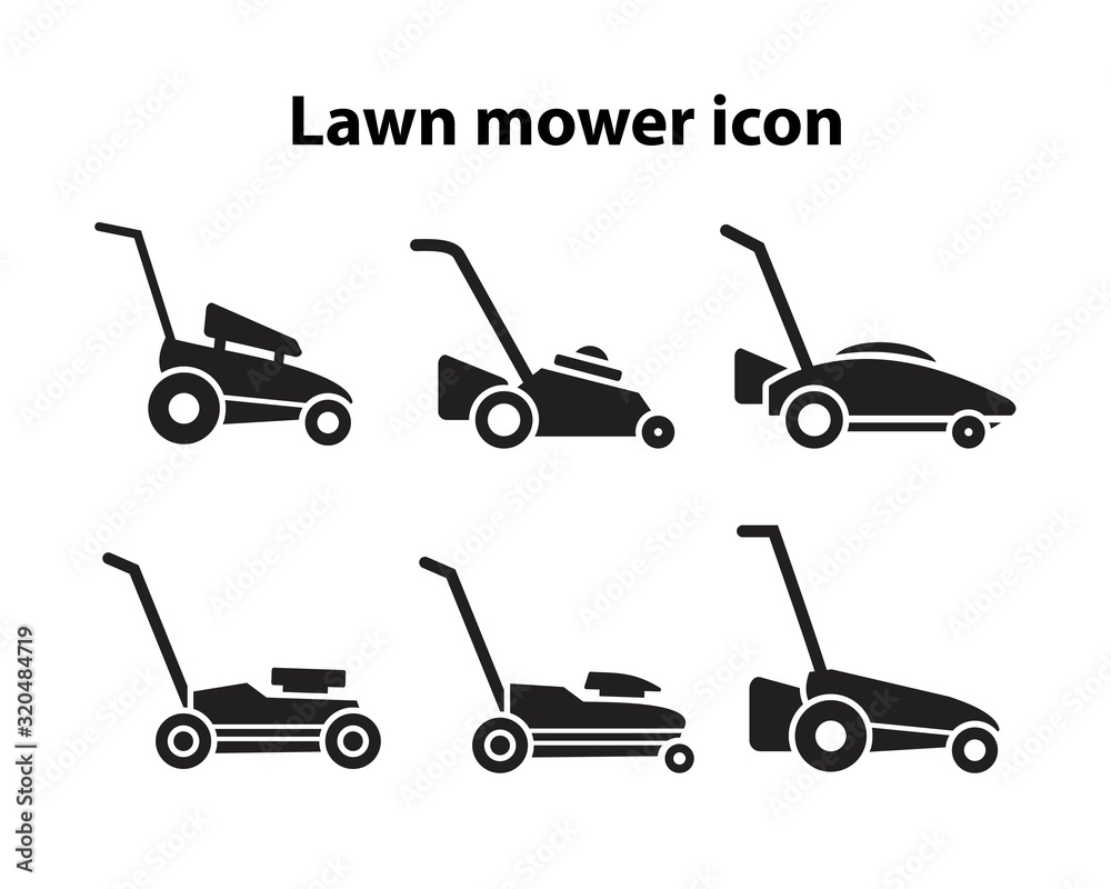 Lawn mower icon template black color editable. Lawn mower icon symbol ...