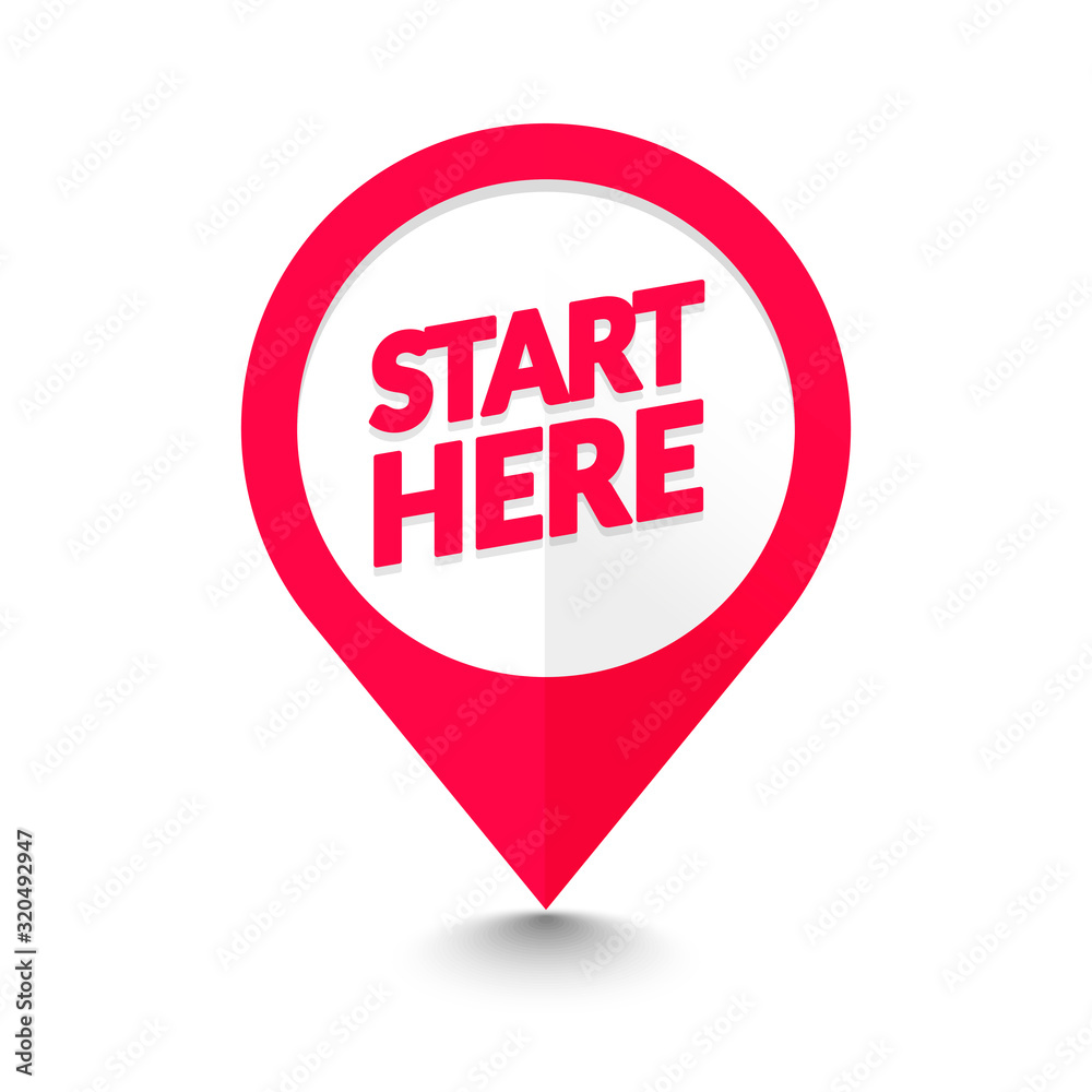 Vector illustration modern flat start here map pointer icon. GPS ...