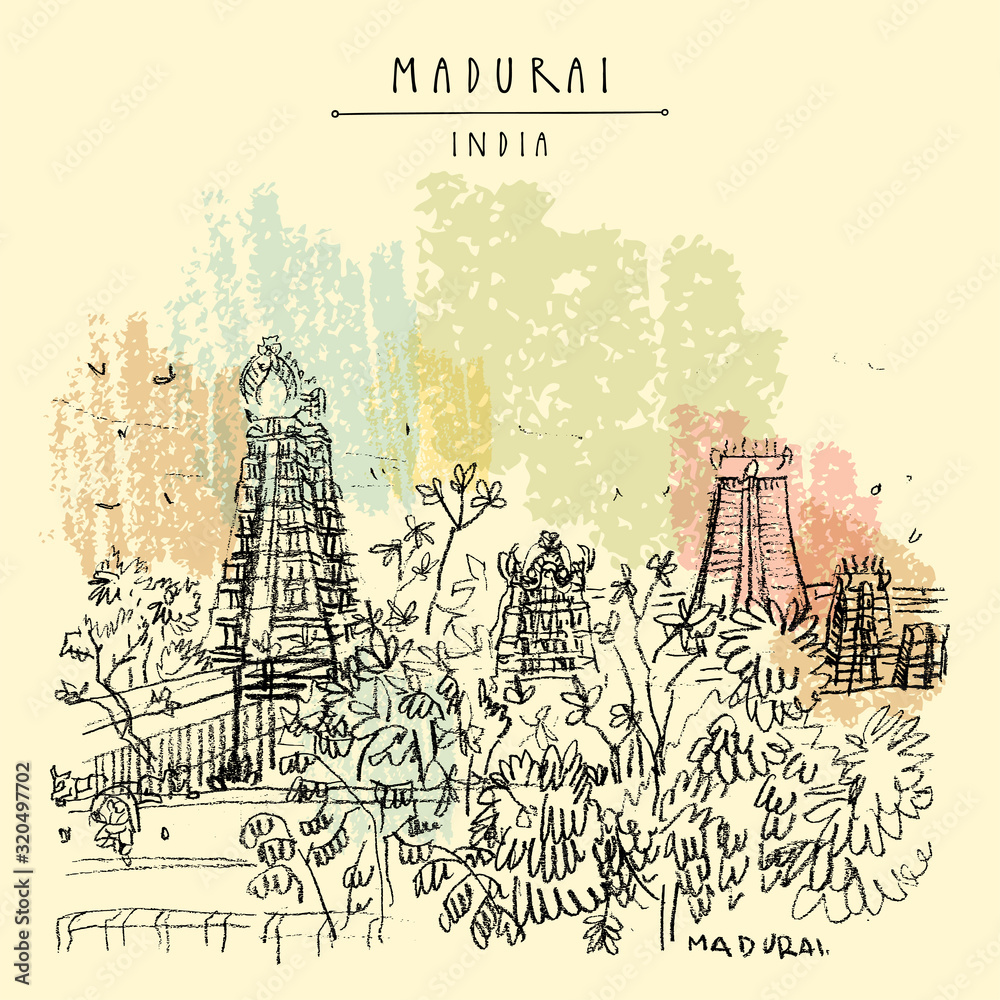 Madurai, Tamil Nadu, South India. Meenakshi temple. Artistic hand ...