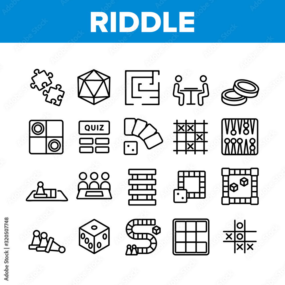 Riddle Play Equipment Collection Icons Set Vector Thin Line. Riddle ...
