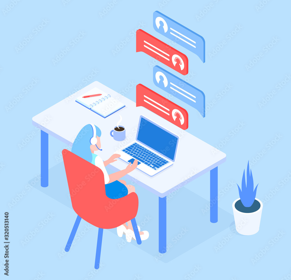 Stylish vector isometric 3D technical support for customers ...