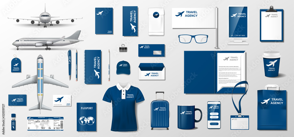 Corporate Branding identity template design for travel agency. Business ...