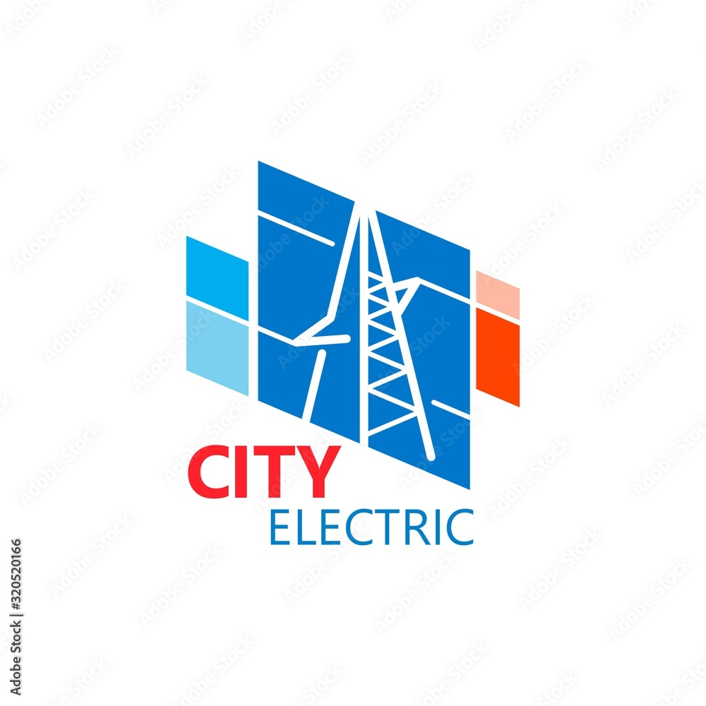 City Electric logo. High voltage power lines elements. vector de Stock ...