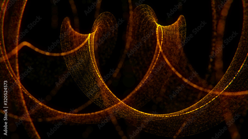 Digital Gold Particles Wave and light abstract background with shining ...