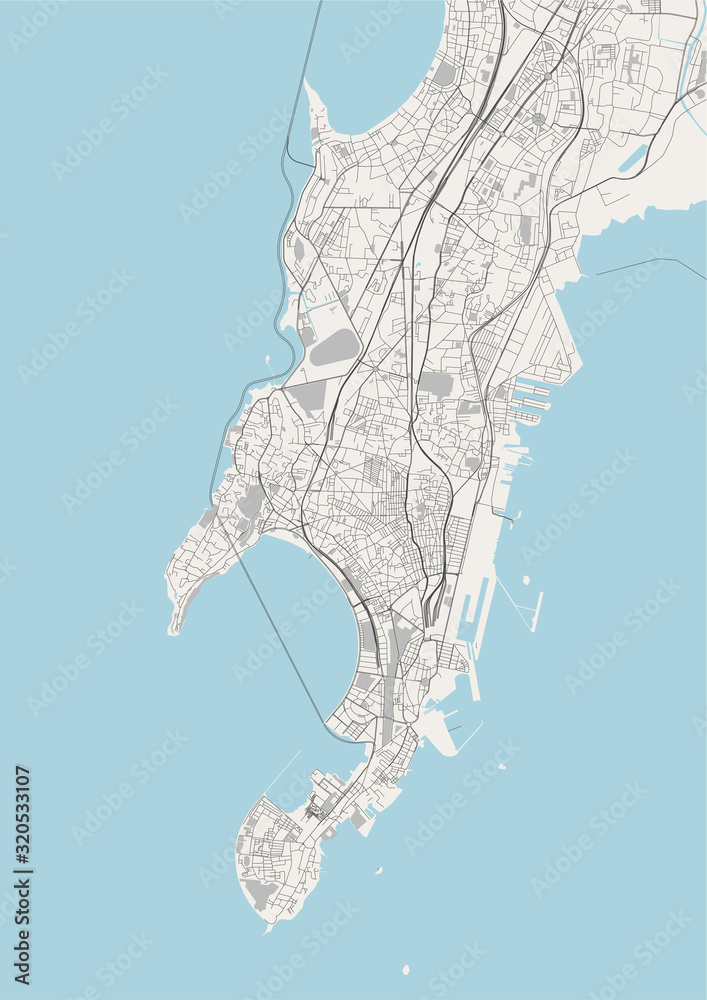 map of the city of Mumbai, Indian state of Maharashtra Stock Vector ...
