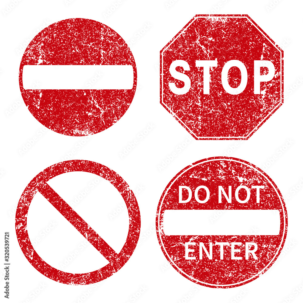 STOP no entry road sign icon shape set. Traffic Prohibition logo symbol ...