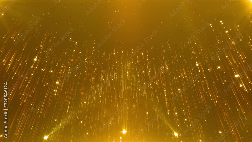 Golden glowing particle light rising. Luxury particle stripes ...