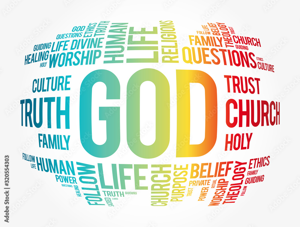 GOD word cloud collage, religion concept background Stock Vector ...