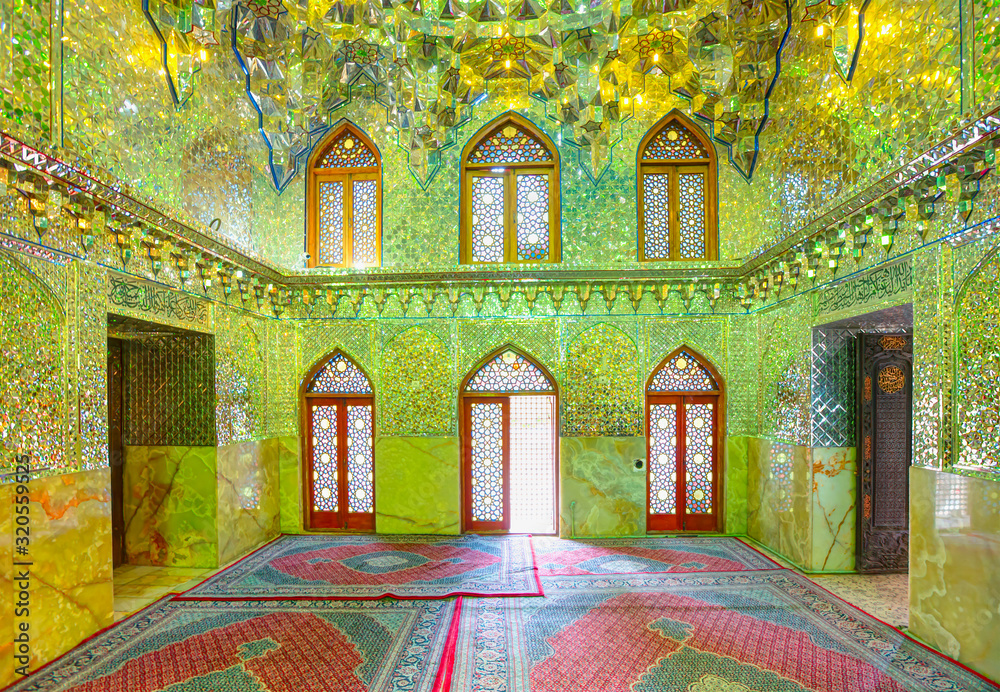 Interior of Shah-e-Cheragh complex Shrine and mausoleum (mosque) Stock ...