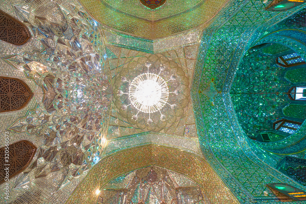 Interior of Shah-e-Cheragh complex Shrine and mausoleum (mosque) Stock ...