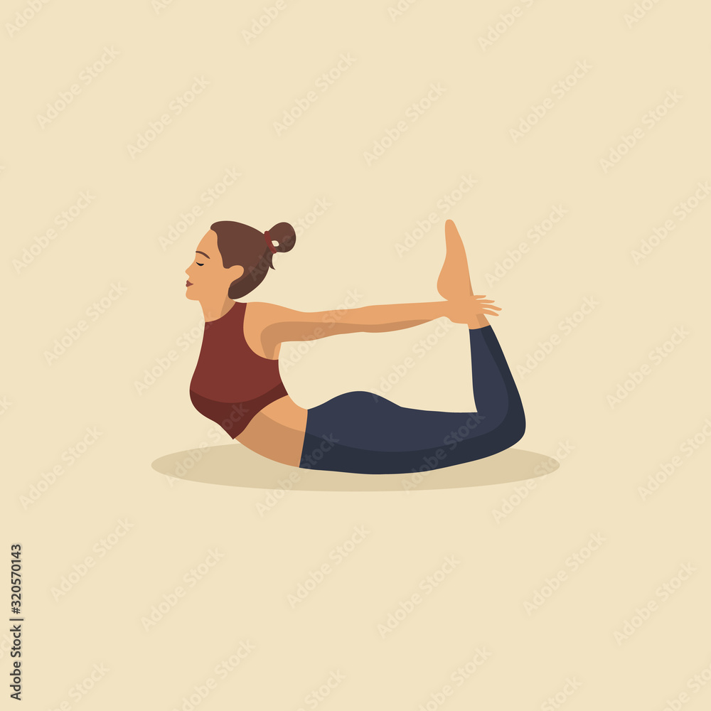 Young woman demonstrating various yoga or pilates positions isolated on ...
