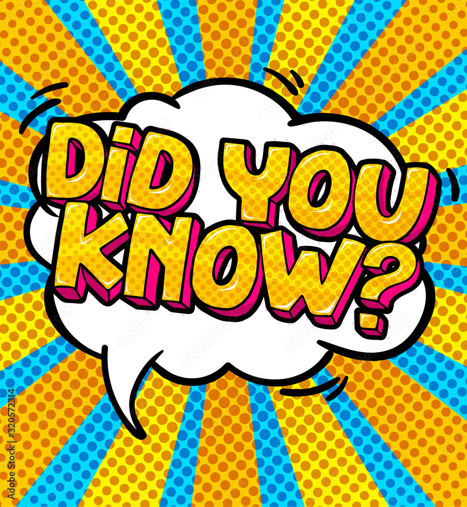 Did you know in comic speech bubble on burst background. Pop art style ...