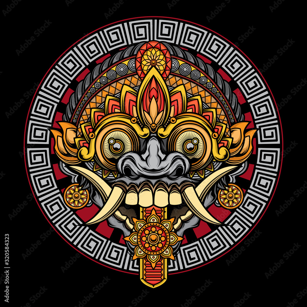 rangda mask vector design Stock Vector | Adobe Stock