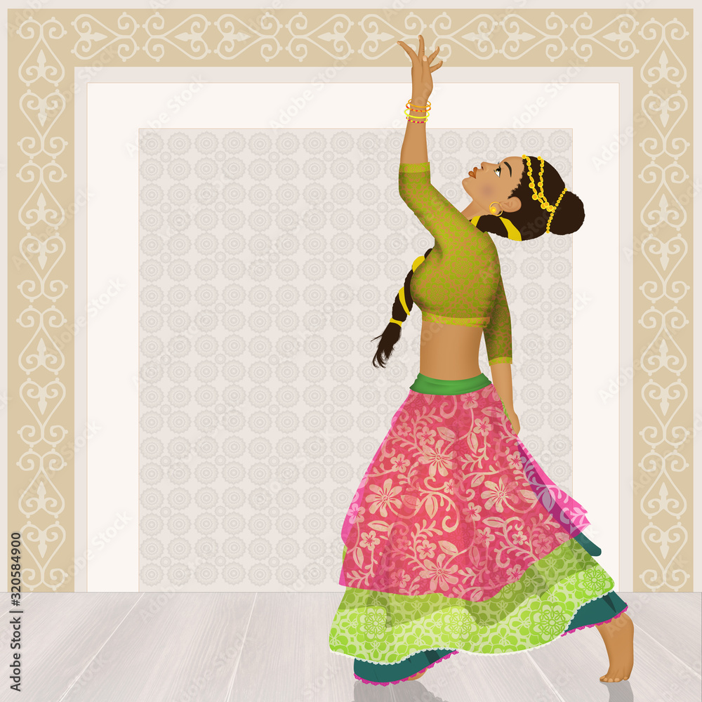 illustration of girl dancing the Bollywood Indian dance Stock ...