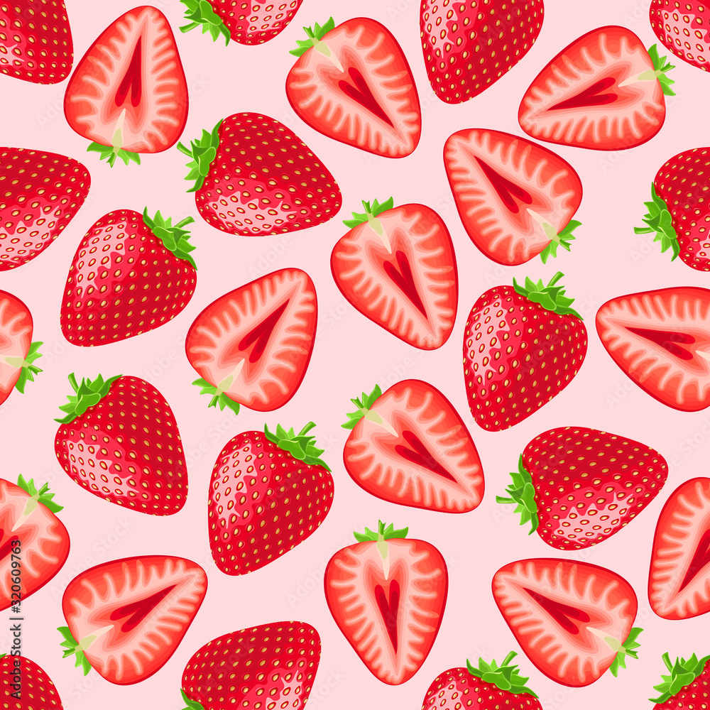 red strawberry seamless pattern. Texture for fabric, wrapping ...