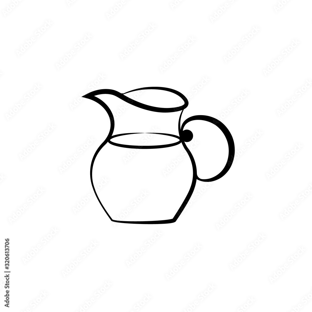 Glass lemonade pitcher outline icon. Clipart image isolated on white ...