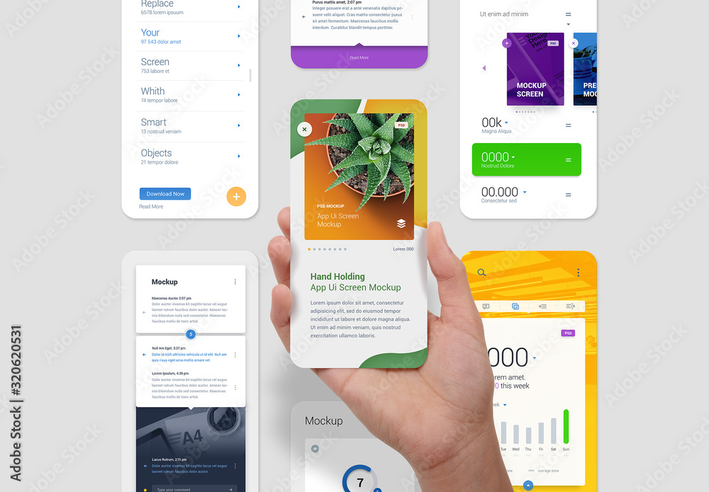 Hand Holding App Ui Screen Presentation Mockup Stock Template | Adobe Stock