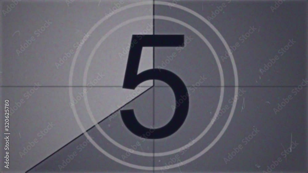 Black and White Universal Countdown Leader. Animation of 16mm film ...