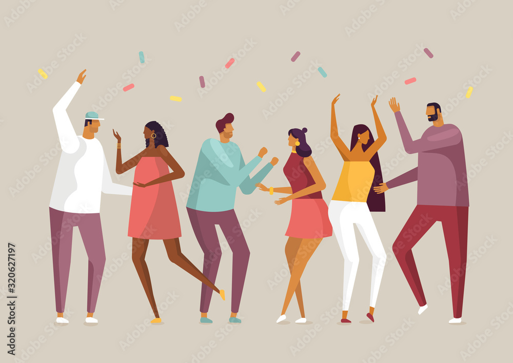 Characters collection. Set of people having fun at a party. Cartoon ...