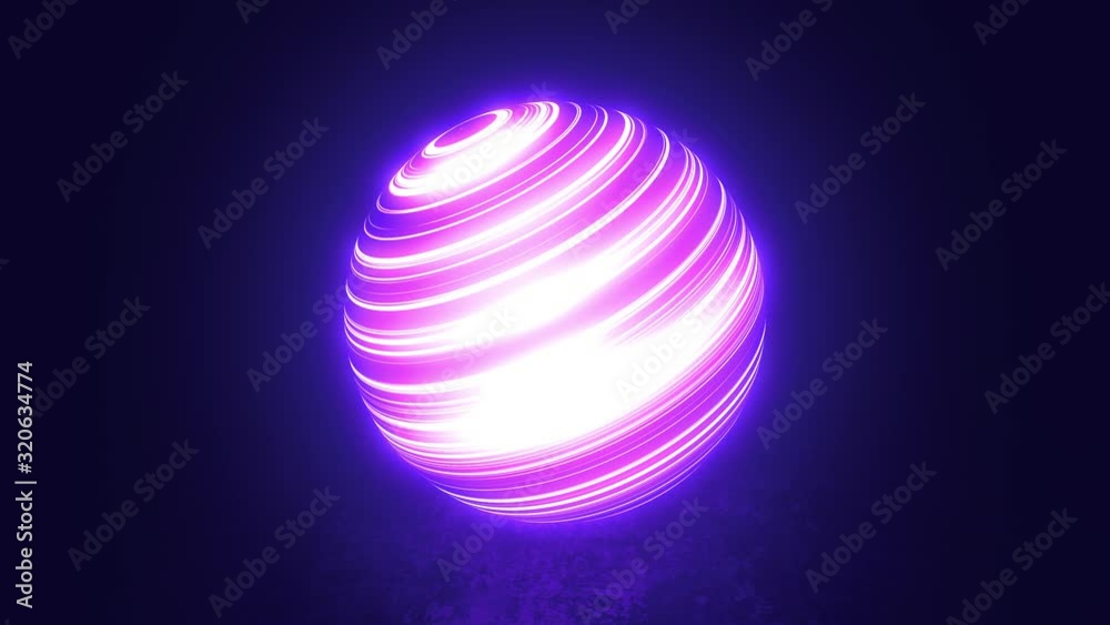 Abstract Sphere. 3D Render. Cyber effect. Futuristic backdrop. Glowing ...