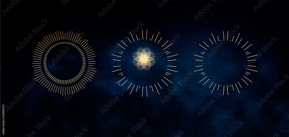 Occult symbols isolated on dark sky background. Magic vector elements ...