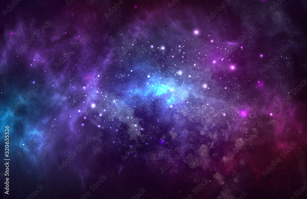 Vector cosmic illustration. Beautiful colorful space background ...