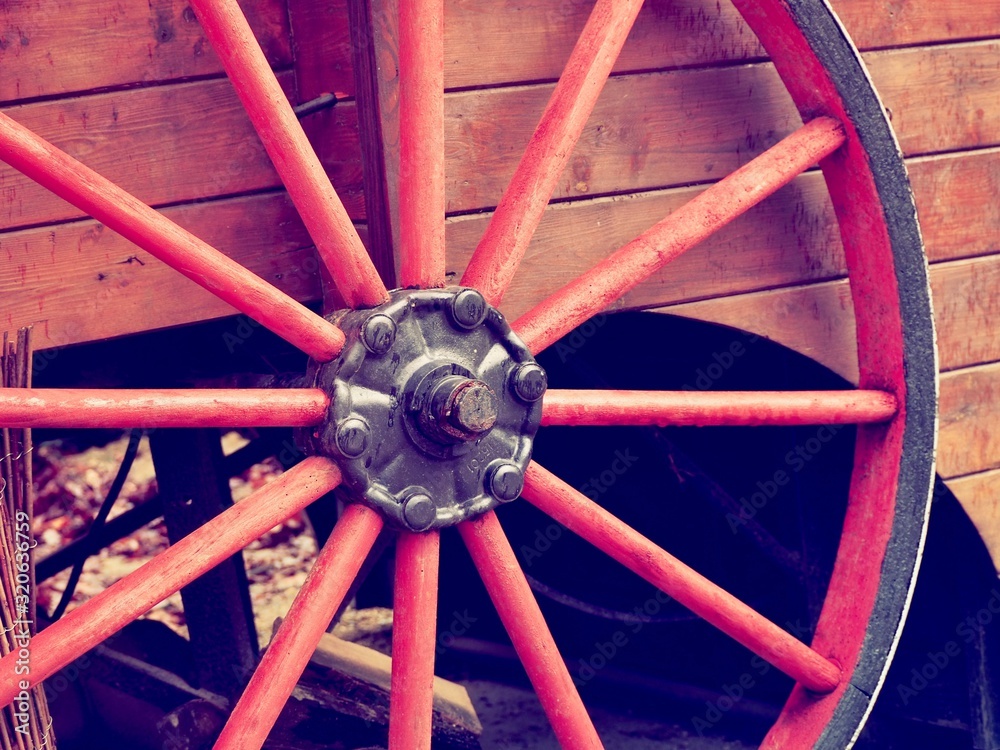 wheel of a vintage gypsy caravan Stock Photo | Adobe Stock