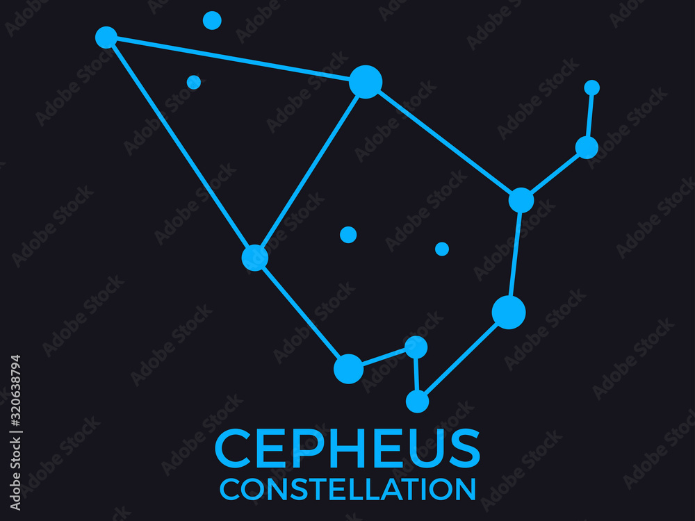 Cepheus constellation. Stars in the night sky. Cluster of stars and ...