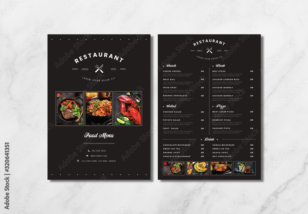 Restaurant Food Menu Layout Stock Template | Adobe Stock