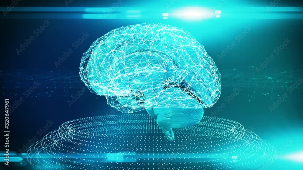 Brain Network. 3D Render Digital Composite of Animated Human Brain in ...