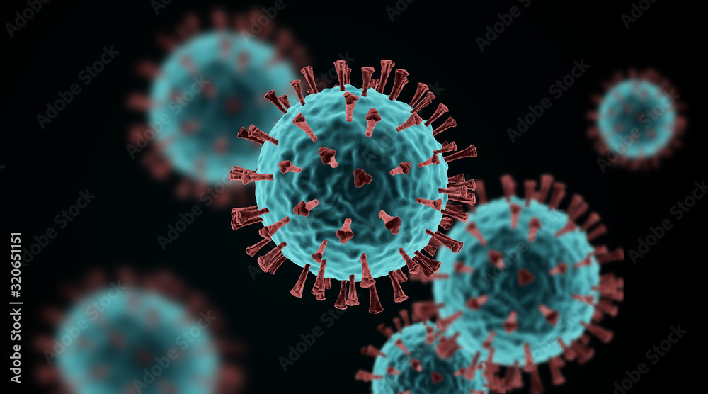 Image of a group of coronavirus under magnification in an electron ...