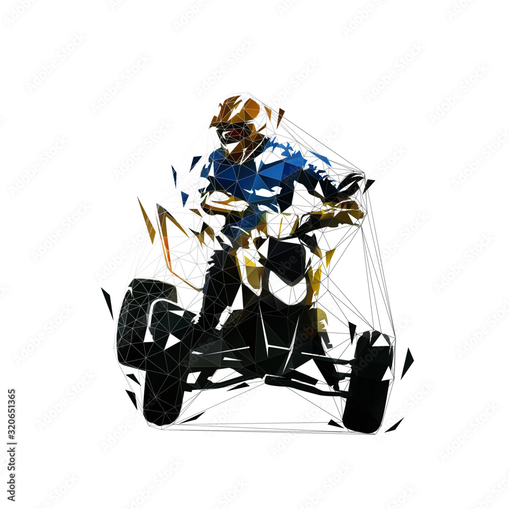 ATV rider, quad bike low polygonal vector illustration. Isolated ...