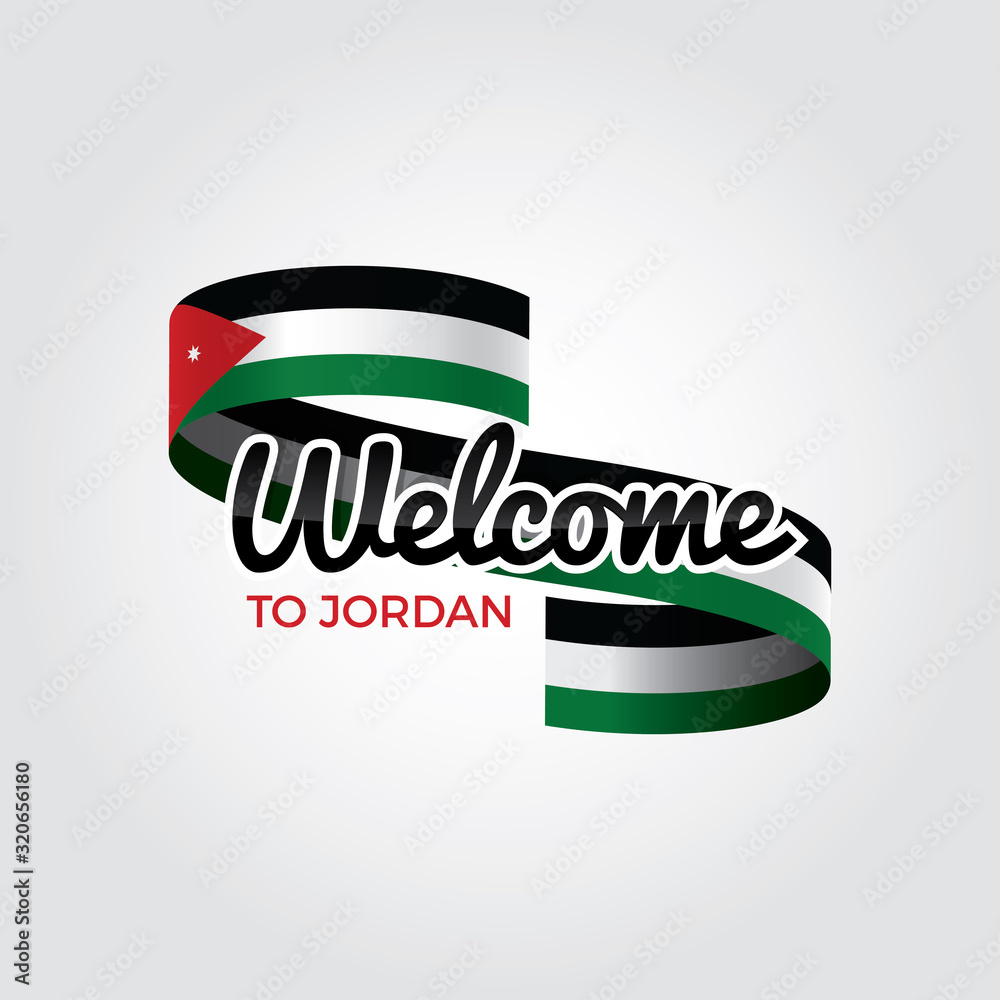 Welcome to Jordan flag. Patriotic design. Vector illustration. Stock ...