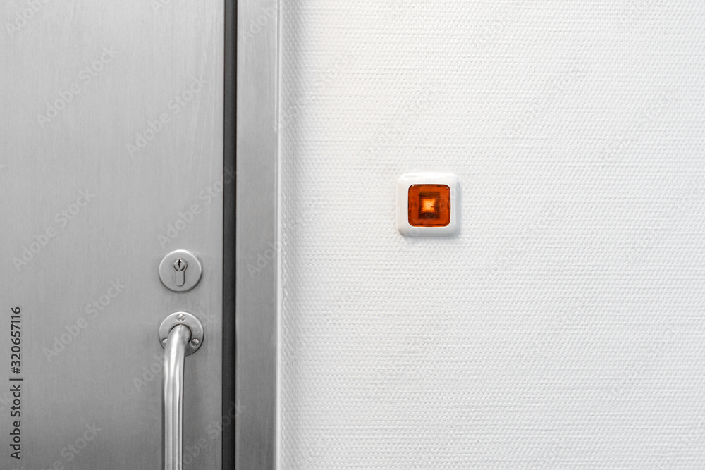 Steel door to the laboratory. Closed steel door.Background. Stock Photo ...