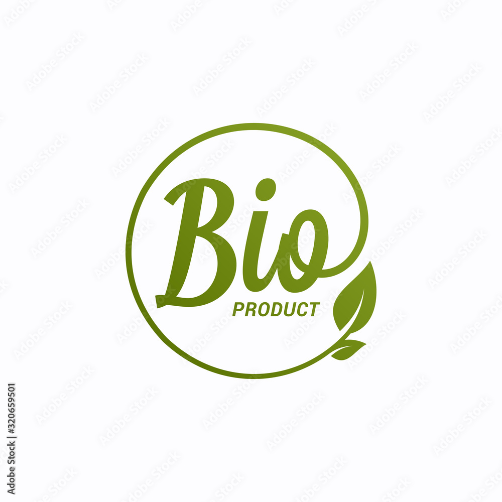 Bio product design. Bio logo with leaf on white Stock Vector | Adobe Stock
