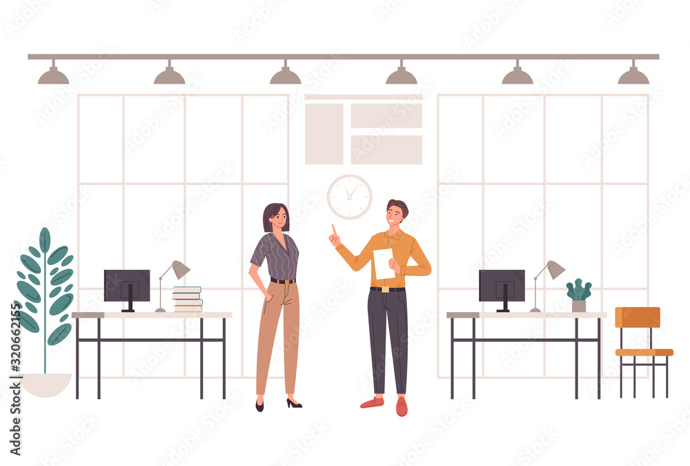Office life people talking concept. Vector flat cartoon graphic design ...