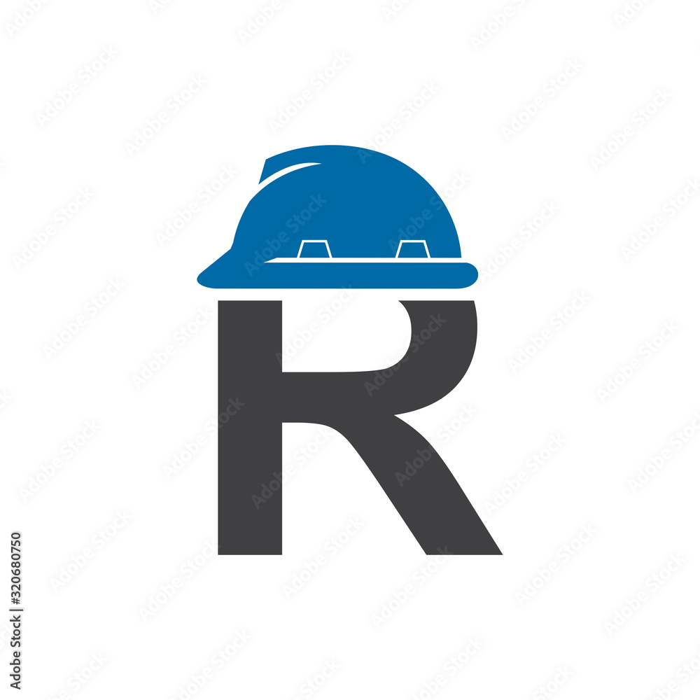 R Construction Helmet Logo Stock Vector | Adobe Stock