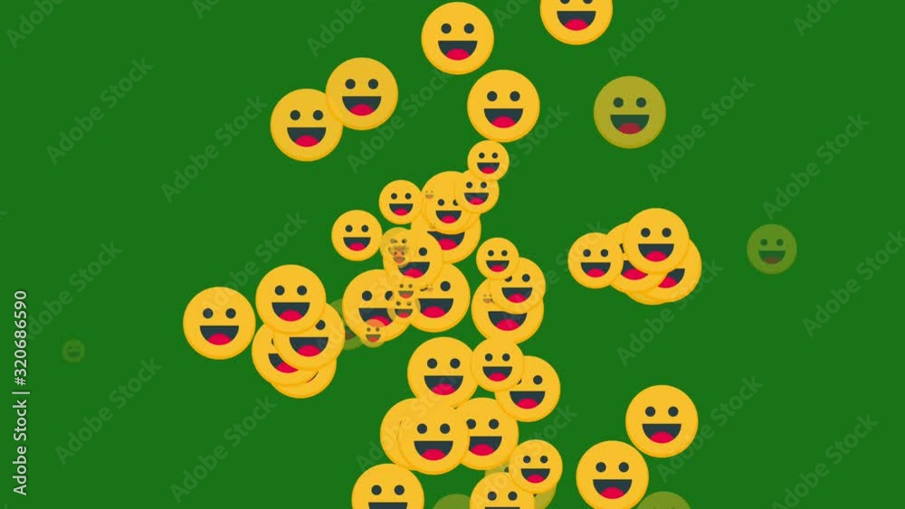 Laughing emoji, haha reaction icon green screen background. Social ...