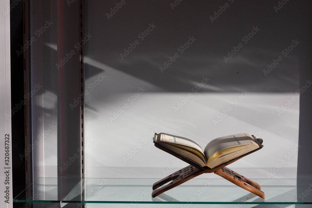 Quran - Muslims around the world put on wooden boards. Quran in mosque ...