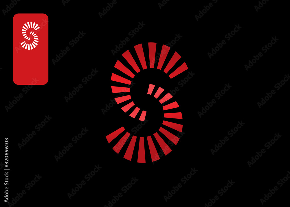 letter S with with Dynamic rotation symbol ,Motion Speed Line Letter S ...