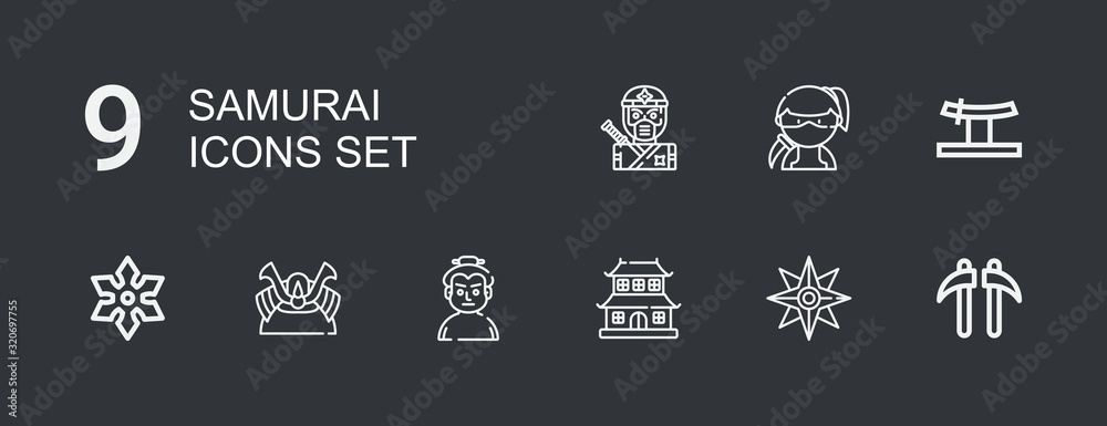 Editable 9 samurai icons for web and mobile Stock Vector | Adobe Stock