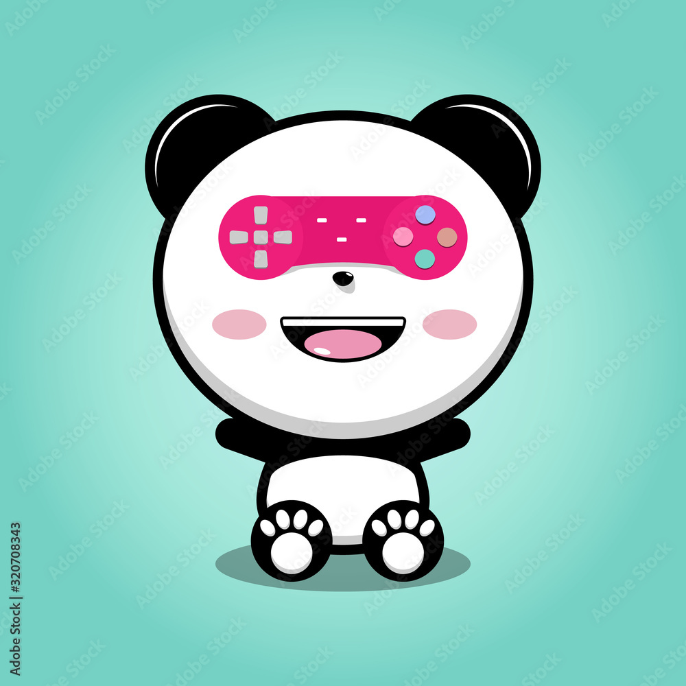 Panda Gamer cartoon illustration Stock Vector | Adobe Stock