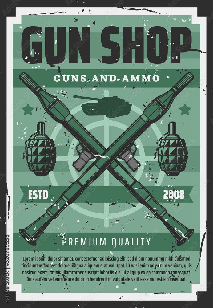 Military guns and wartime artillery shotguns equipment shop retro ...