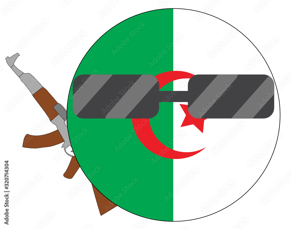 Cool Algeria flag emoji. Round Algerian flag emoticon wearing ...