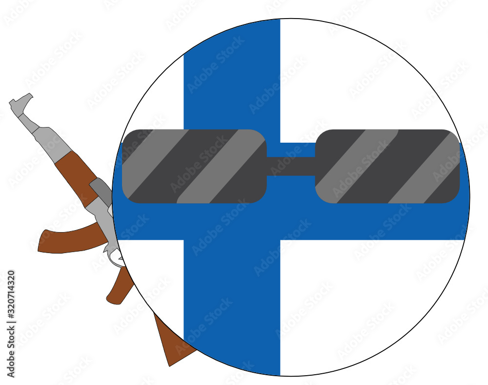 Cool Finland flag emoji. Round Finnish flag emoticon wearing sunglasses ...