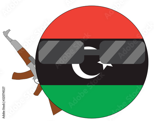 Cool Libya flag emoji. Round Libyan flag emoticon wearing sunglasses ...