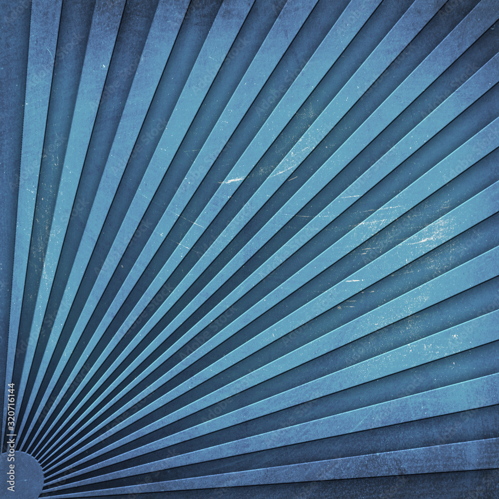 Old vintage blue paper template texture or background with rays pattern ...