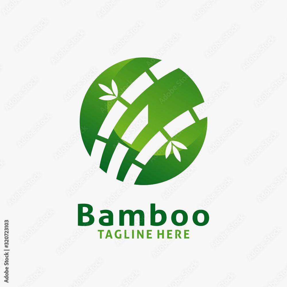 Green bamboo logo design Stock Vector | Adobe Stock