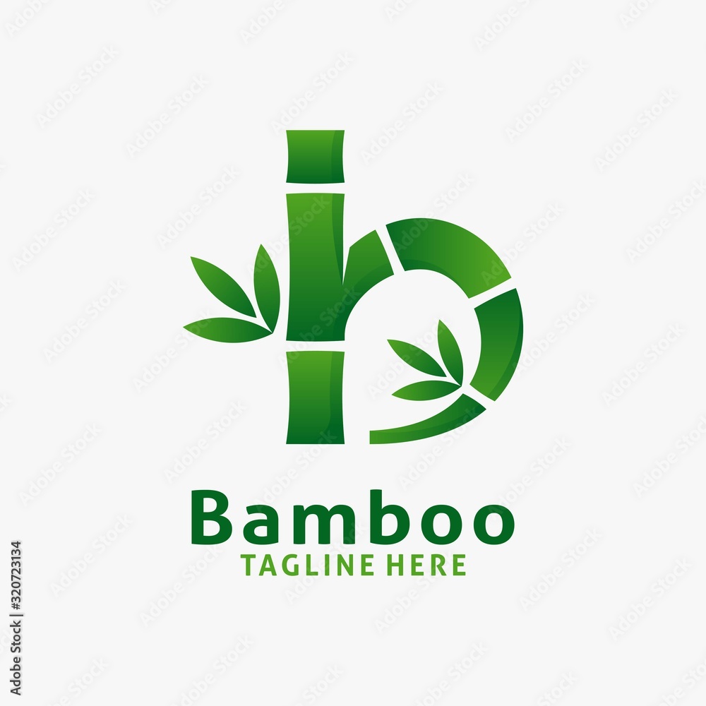 Letter B in green bamboo logo design Stock Vector | Adobe Stock